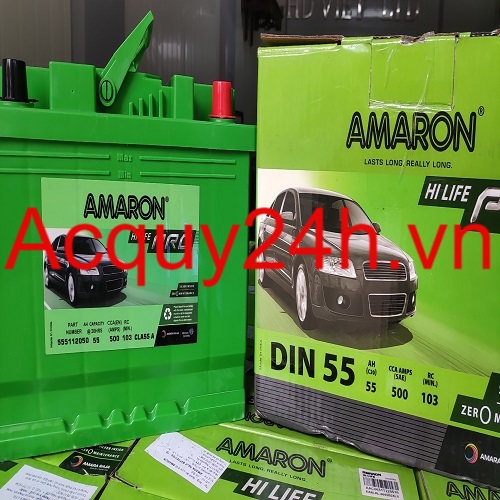 Ắc quy Amaron DIN55 12V 55Ah, Đại lý ắc quy Amaron chính hãng uy tín, chất lượng